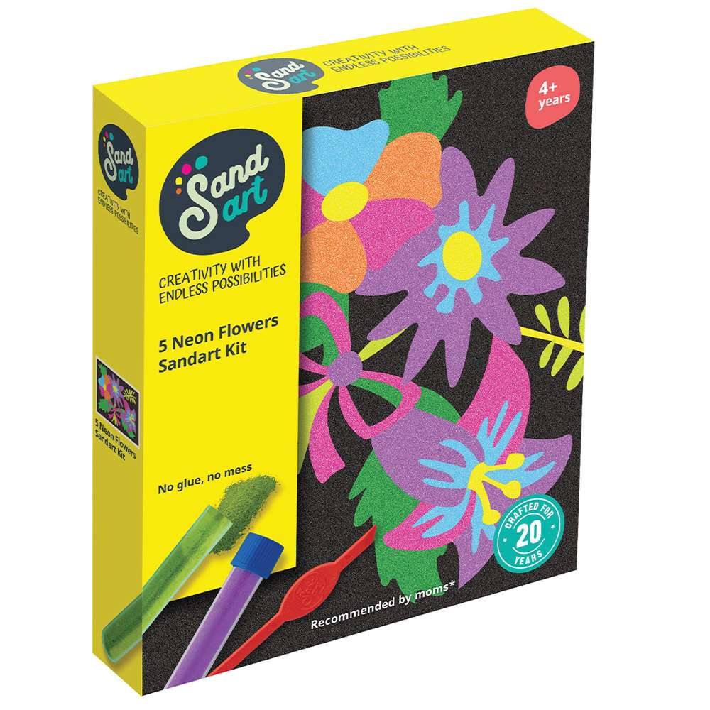 SAND ART NEON SET - FLOWERS, SAND, NEON, COLOURFUL, CREATIVE, CARD ...