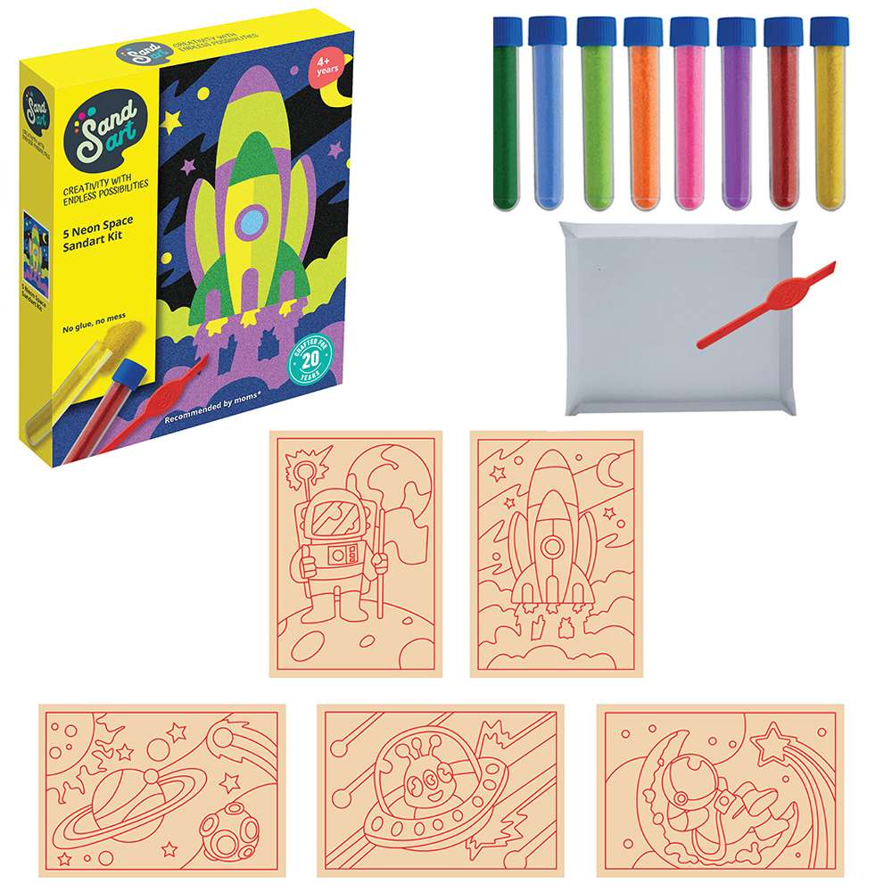 SAND ART NEON SET, SPACE, SAND, NEON, COLOURFUL, CREATIVE, CARD ...