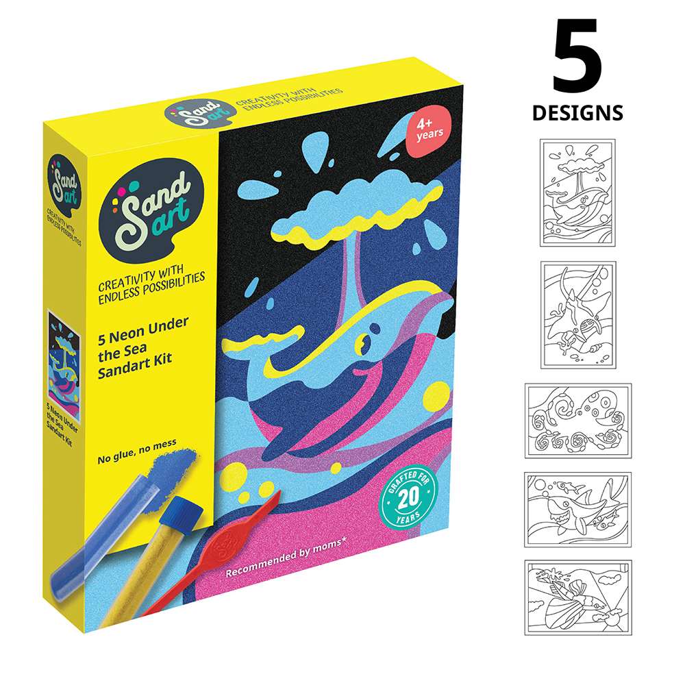 SAND ART NEON SET, UNDER THE SEA, SAND, NEON, COLOURFUL, CREATIVE, CARD ...