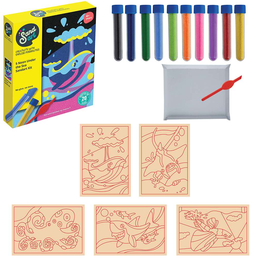 SAND ART NEON SET, UNDER THE SEA, SAND, NEON, COLOURFUL, CREATIVE, CARD ...