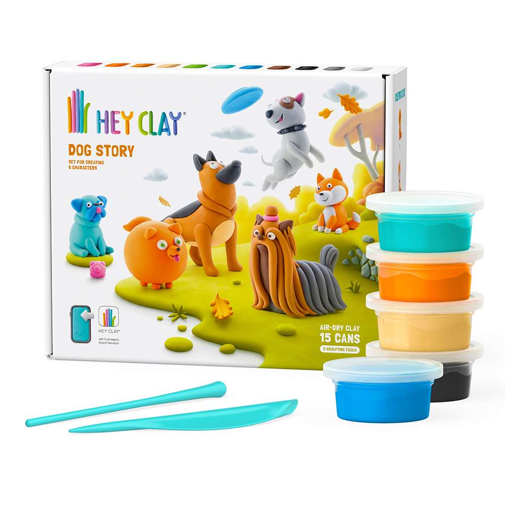 Hey Clay Dog Story - Sculpt Cute Dogs with Soft, Mess-Free Clay
