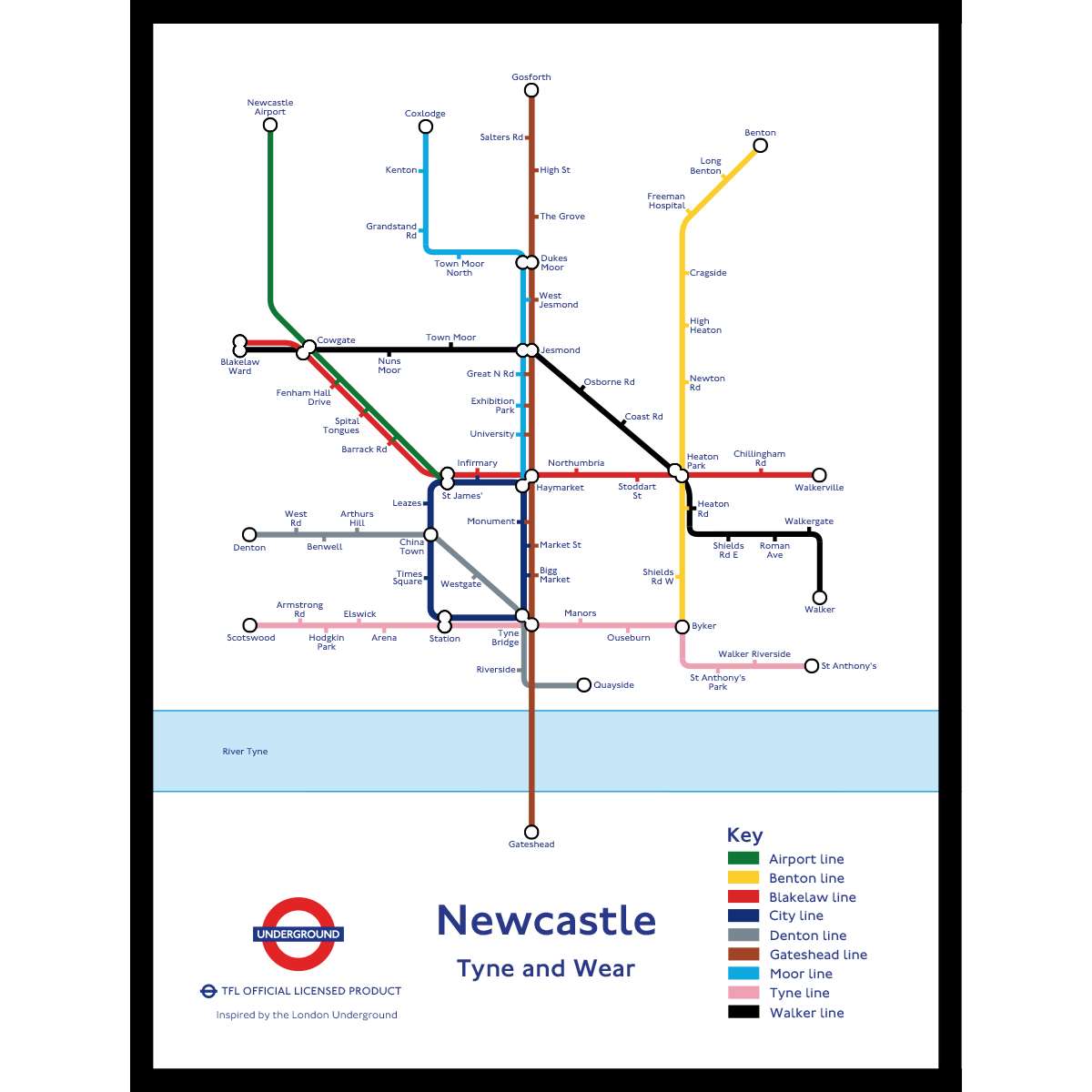 NEWCASTLE-UPON-TYNE UNDERGROUND JIGSAW MAP (HPCUG400)