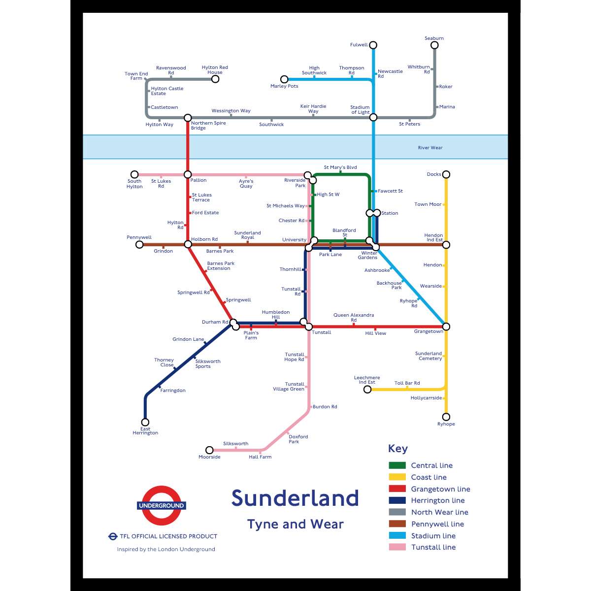 SUNDERLAND UNDERGROUND JIGSAW MAP (HPCUG1000)