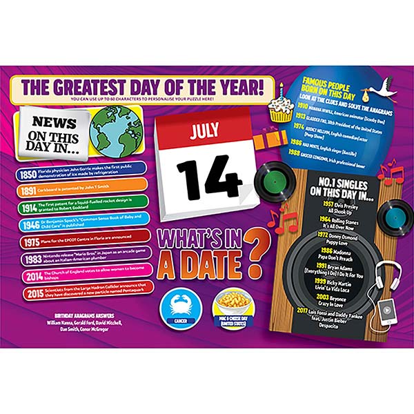 WHAT'S IN A DATE 14th JULY PERSONALISED 400 P | The Happy Puzzle Company