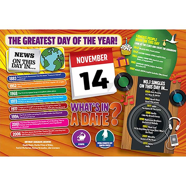 WHAT'S IN A DATE 14th NOVEMBER STANDARD 400 P | The Happy Puzzle Company