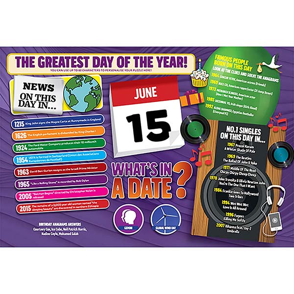 WHAT'S IN A DATE 15th JUNE PERSONALISED 400 P | The Happy Puzzle Company