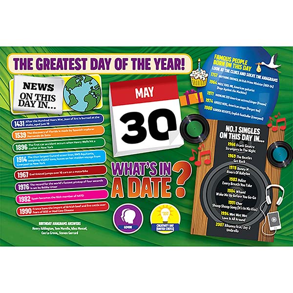 WHAT'S IN A DATE 30th MAY STANDARD 400 PIECE | The Happy Puzzle Company
