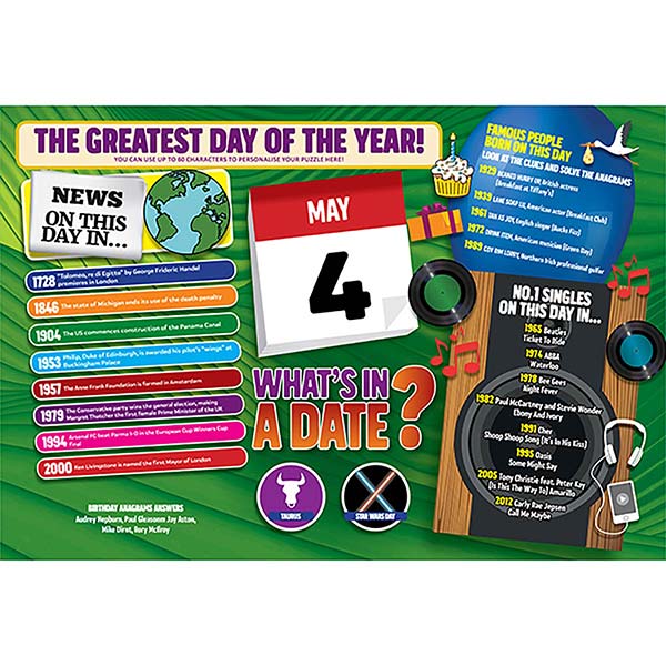 WHAT'S IN A DATE 4th MAY PERSONALISED 400 PIE | The Happy Puzzle Company