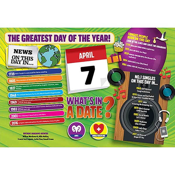 WHAT'S IN A DATE 7th APRIL STANDARD 400 PIECE | The Happy Puzzle Company