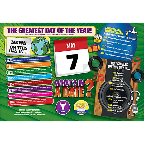 WHAT'S IN A DATE 7th MAY PERSONALISED 400 PIE | The Happy Puzzle Company