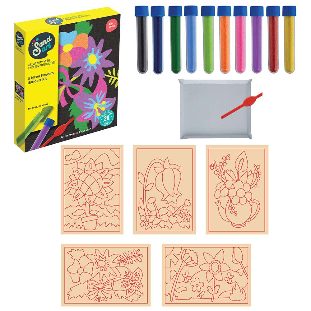 SAND ART NEON SET - FLOWERS, SAND, NEON, COLOURFUL, CREATIVE, CARD ...