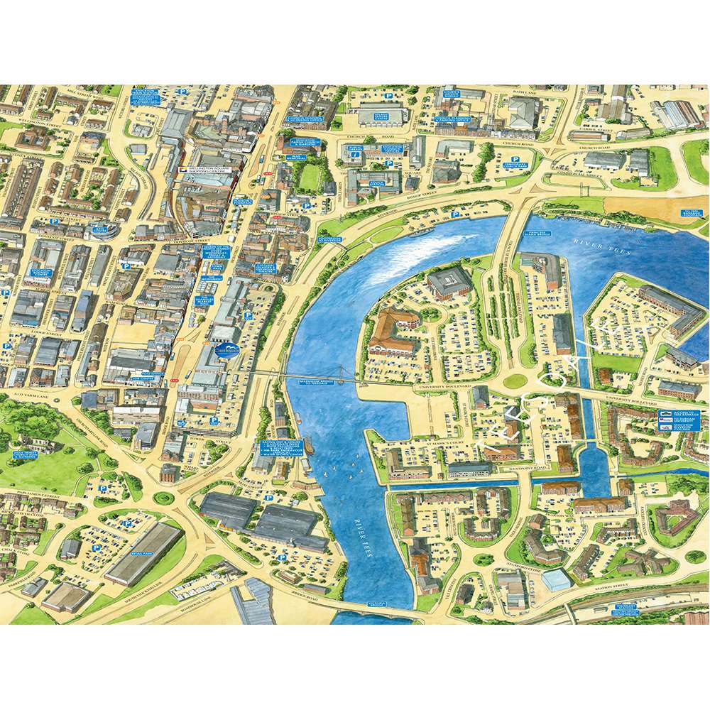 Jigraphy Stockton-on-Tees Cityscape Jigsaw – Happy Puzzle