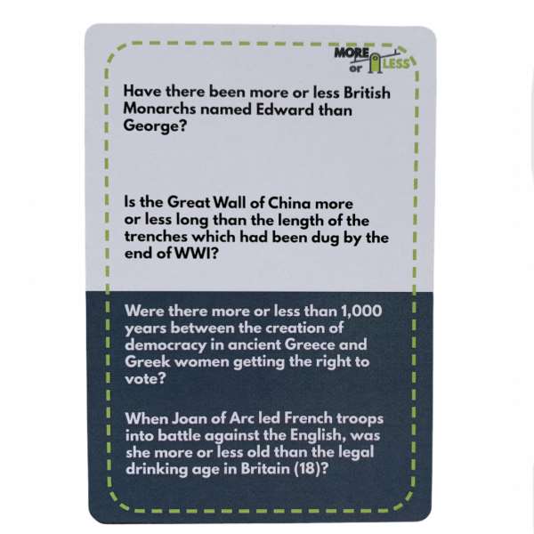 More or Less History Trivia Game – Happy Puzzle