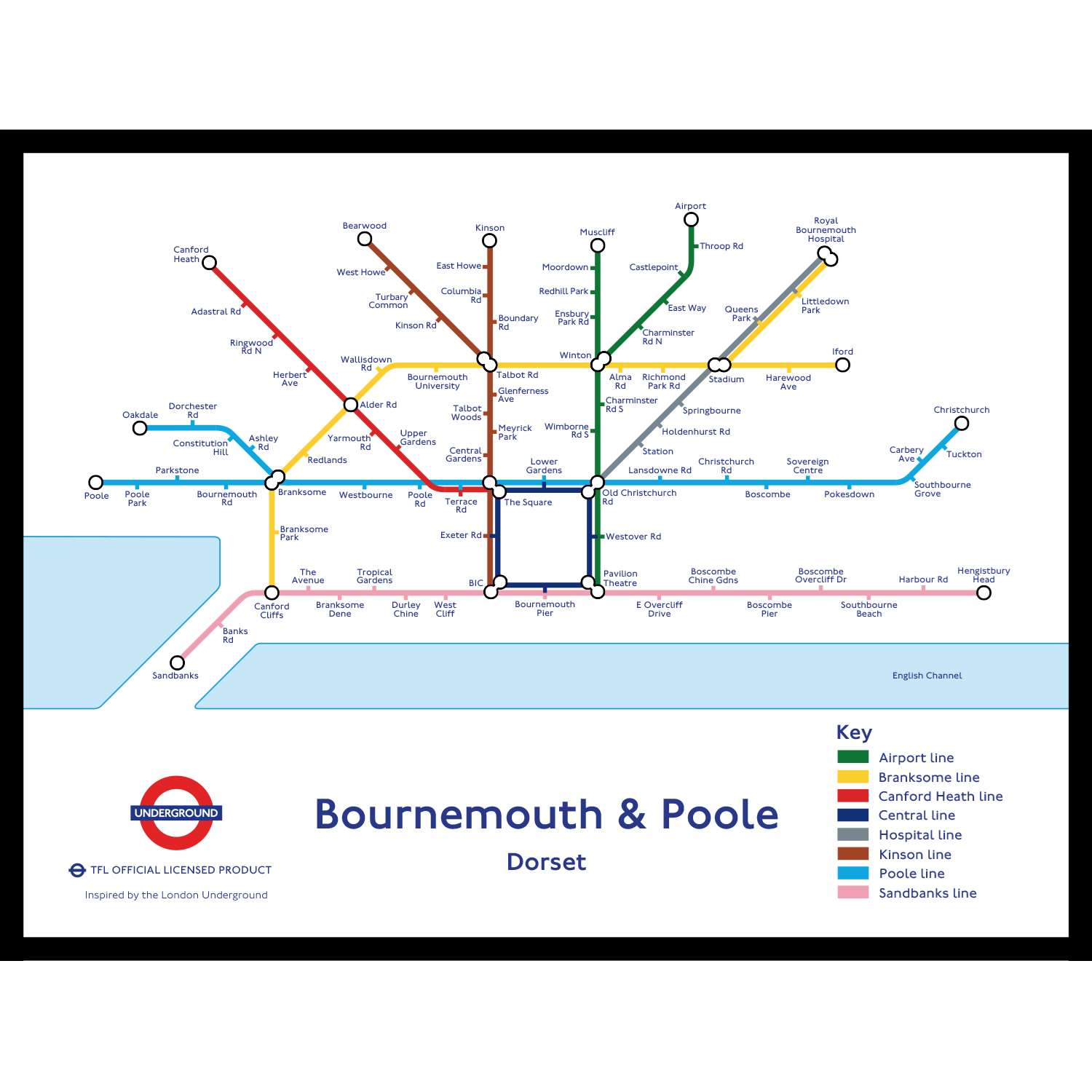 Bournemouth & Poole Underground Map 1000 Piece – Happy Puzzle